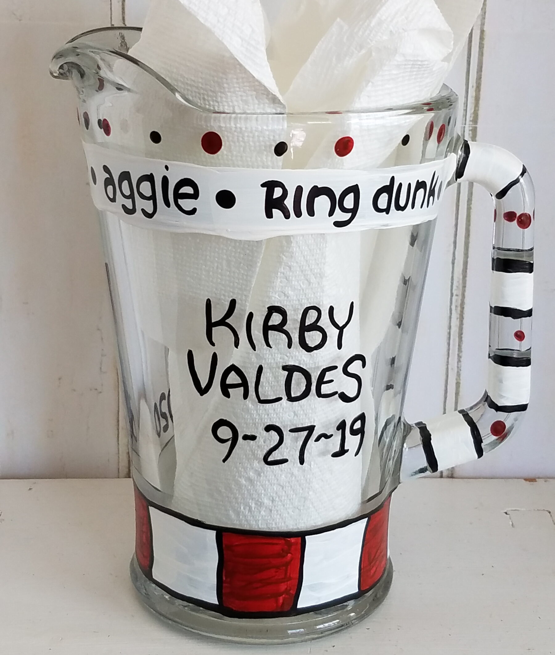 Custom Painted Aggie Ring Dunk Pitcher