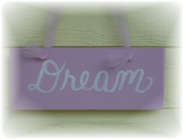 Handmade Shabby Pink Glittered DREAM Sign