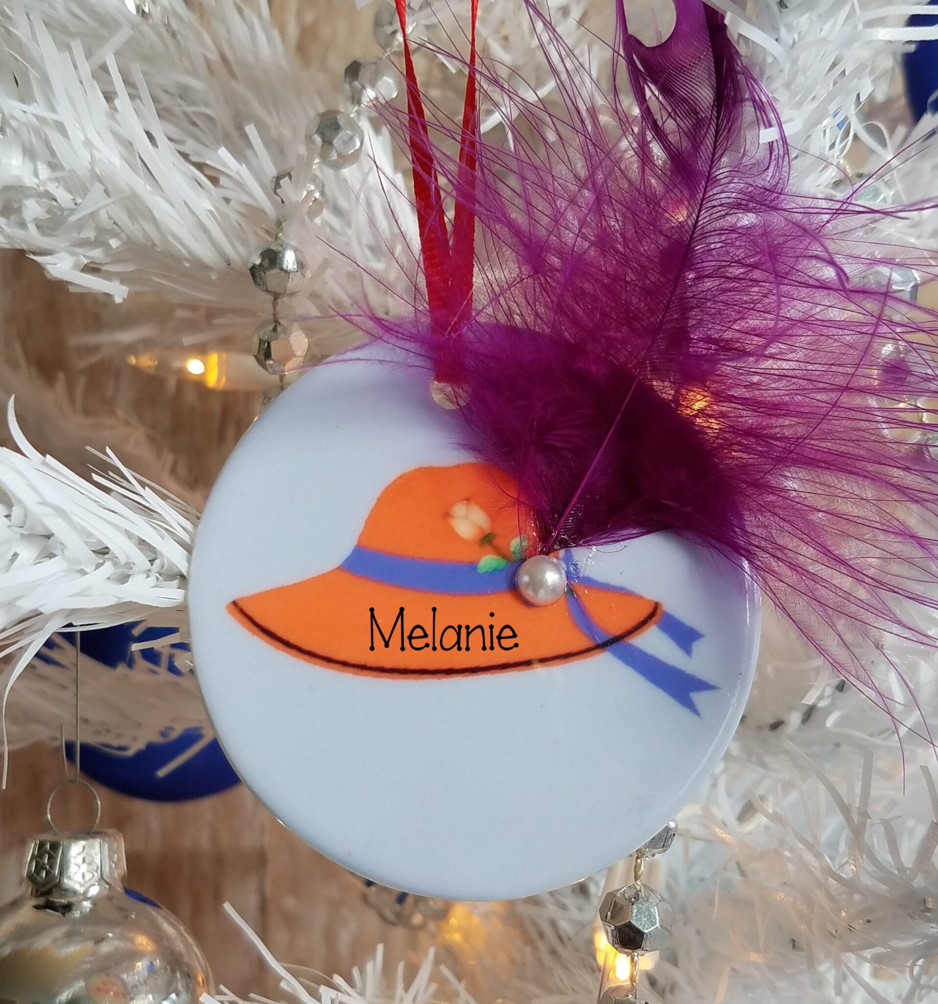Personalized Red Hat Society Christmas Tree Ornament