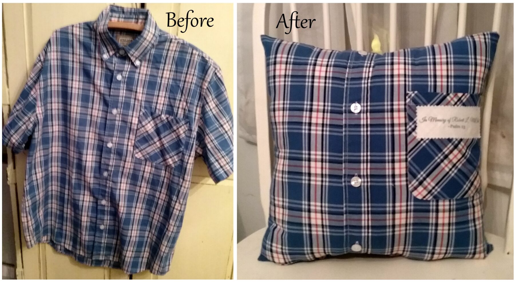 Custom Memory Pillow Made From Loved One's Clothing, Bereavement Gift