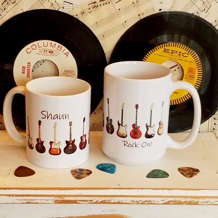 Personalized Electric Guitar Coffee Mug, Cup, Gift for Guitarist, Musician