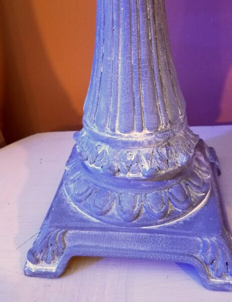Handmade Gray Ornate French Lamps With Paris Photo Shades