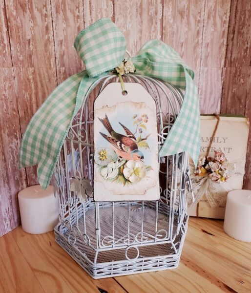 White Shabby Cottage Decorative Birdcage, Cottagecore Decor