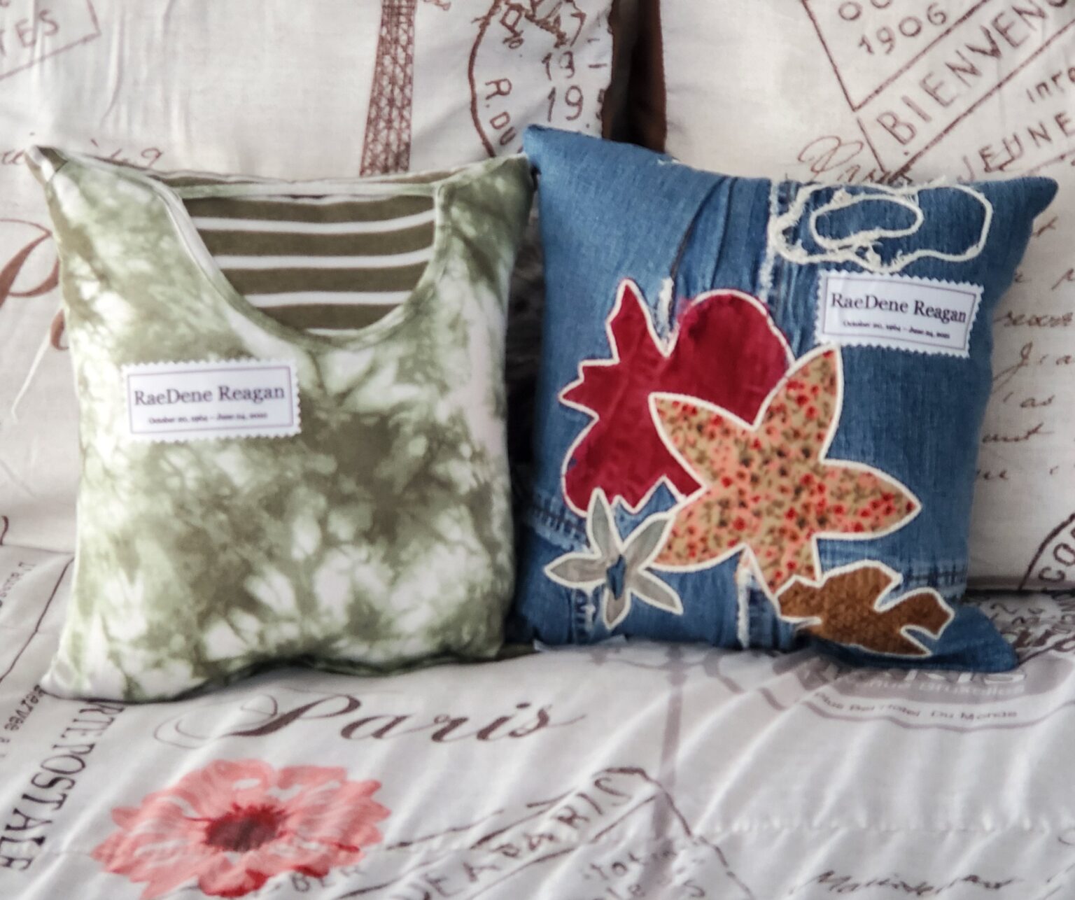 Large Memory Pillow Made From Loved One's Clothing, Bereavement Gift