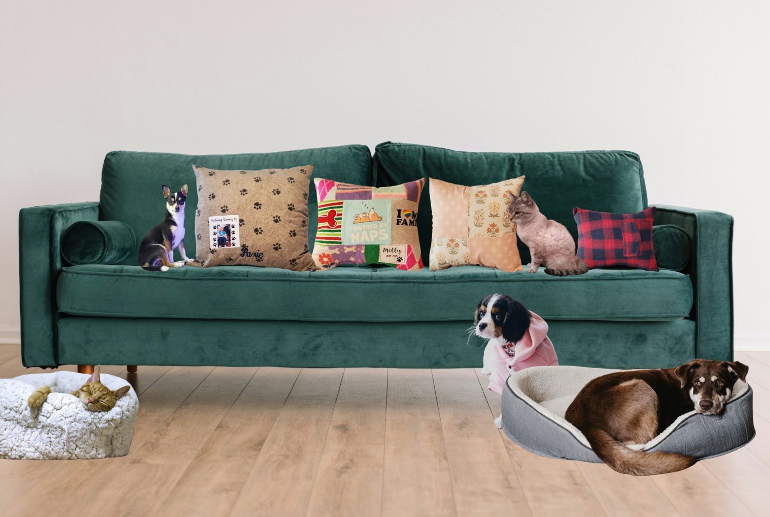 Custom Pet Memory Pillow Made From Pet Clothing & Bedding