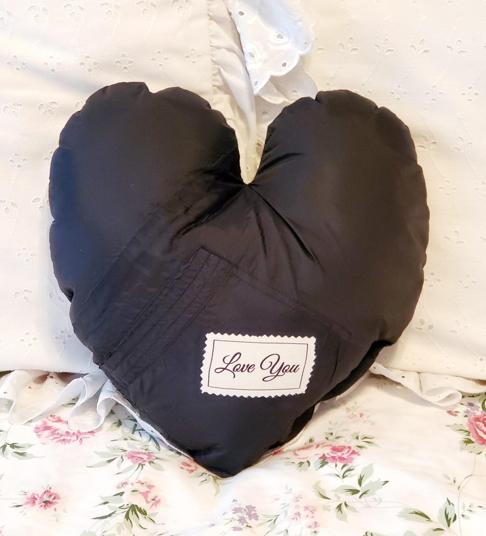 Huggable Heart Shaped Memory Pillow Made From Clothing